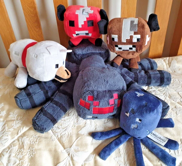 MINECRAFT BUNDLE MOJANG Plush Soft Toys X 5 Plushies Large Spider Squid ...