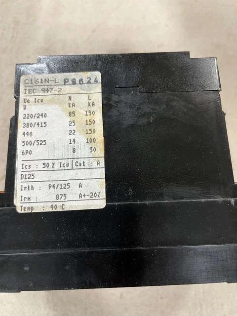 DISJONCTEUR MERLIN GERIN Compact C161N 3 pôles 125A 690V EUR 247,49 ...