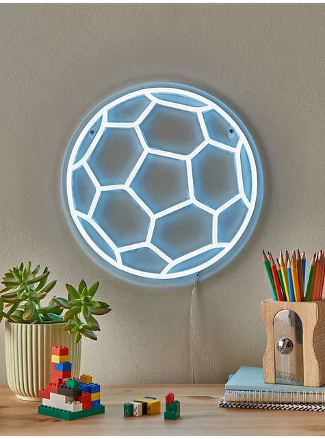 WHITE NEON-EFFECT FOOTBALL LED Light Battery-Powered Home Decor, 32cm ...