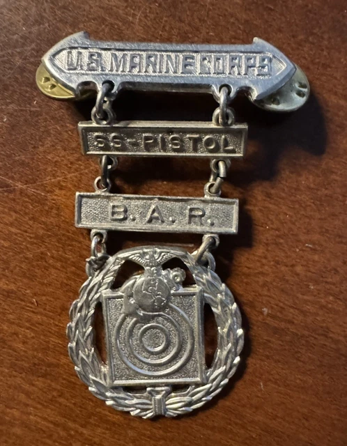 WW2 / WWII ~ USMC / US Marine Corps ~ Marksman Badge / Pin: Pistol ...