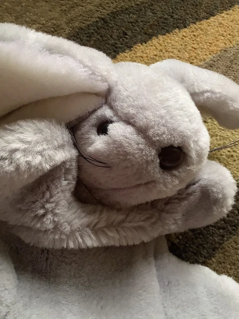 VINTAGE BUNNY RABBIT Hand Puppet Gray Grey Floppy Ears Lop Plush Toy ...