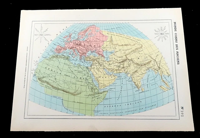 MAPPA DEL MONDO antico Strabone Eratostene Europa Arabia FRANCESE ...