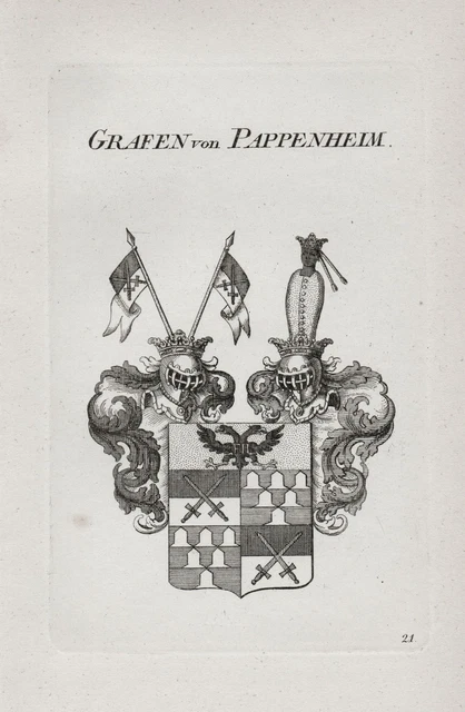 1830 PAPPENHEIM ARMOIRIES Coat De Arms Gravure sur Cuivre Engraving ...
