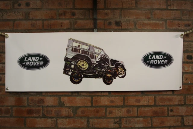 LAND ROVER DEFENDER 90 colour large pvc WORK SHOP BANNER garage SHOW £ ...