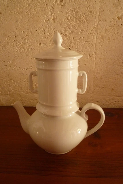 ANCIENNE VERSEUSE THÉIÈRE cafetière porcelaine à feu Apilco collection bistrot EUR 32,00 ...