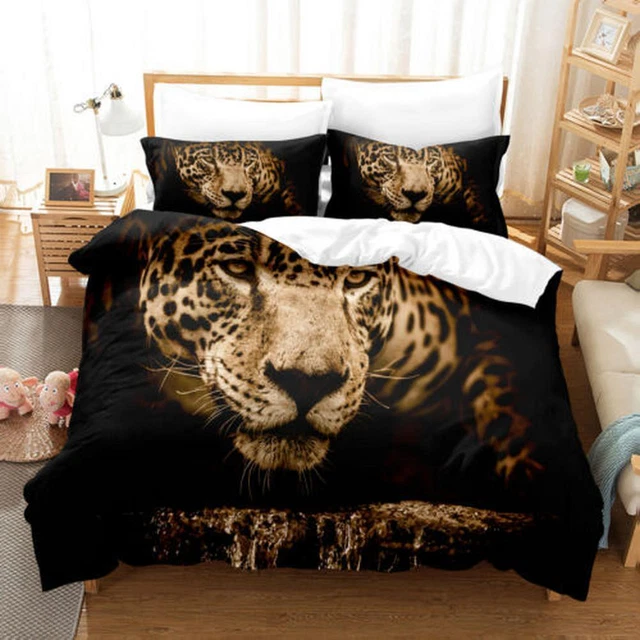ANIMAL CHEETAH BEAST Leopard Quilt Duvet Cover Set Bed Linen Bedspread ...