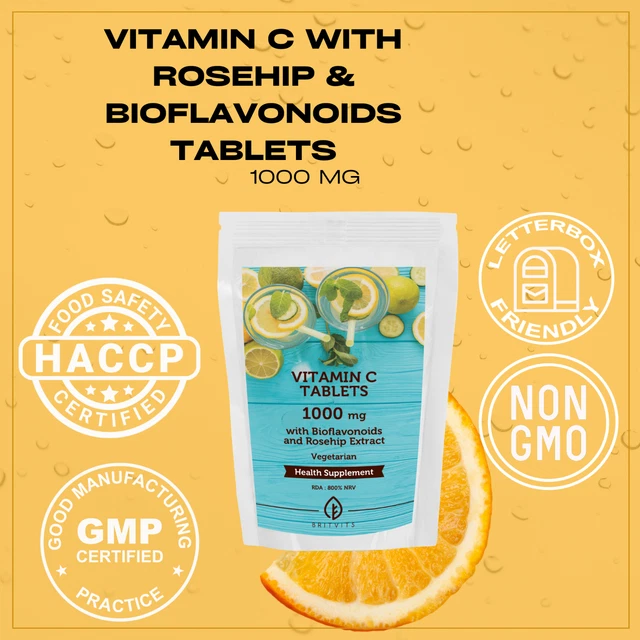 VITAMIN C 1000MG High Quality Tablets with Rose hip. 60 Premium Tablets ...