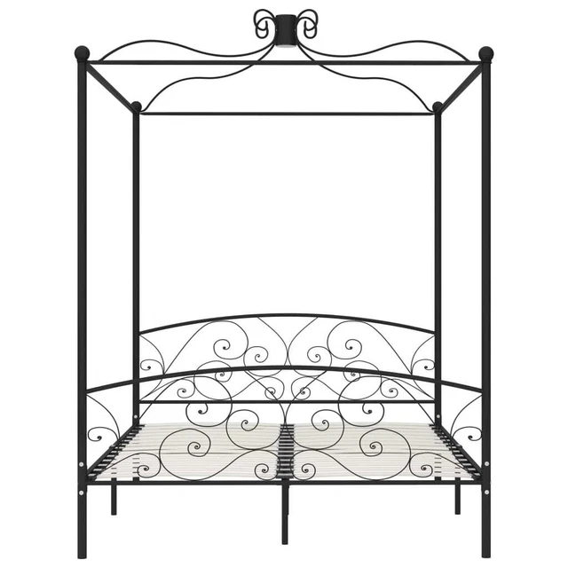 284479 CANOPY BED Frame without Mattress Black Metal 180x200 cm Super ...