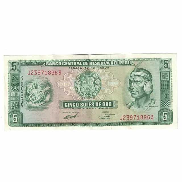 [#391318] BILLETE, 5 Soles De Oro, 1968, Perú, 1968-02-23, KM:92a, EBC ...