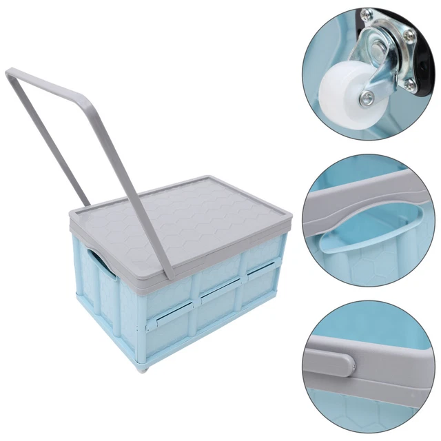 WHEELS CART SHOPPING Lidded Storage Bins with Portable £42.25 - PicClick UK
