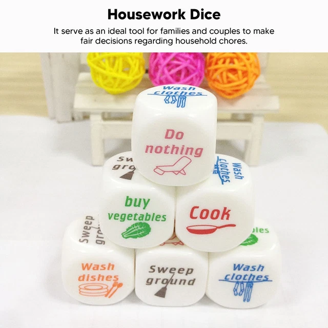 12PCS NOVELTY HOUSEWORK Dice Toy Role Playing Housework Distribution ...