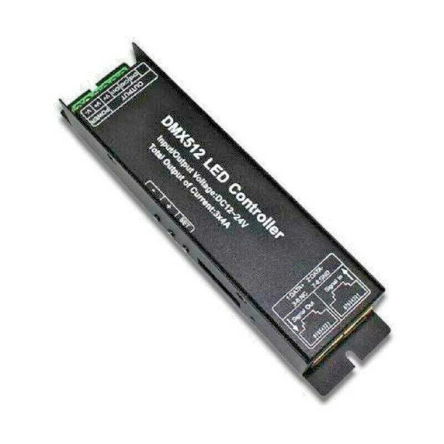LED RGB DMX512 Controller Decoder PWM Dimmer 12V 24V 3 Kanal x 4A 12A ...