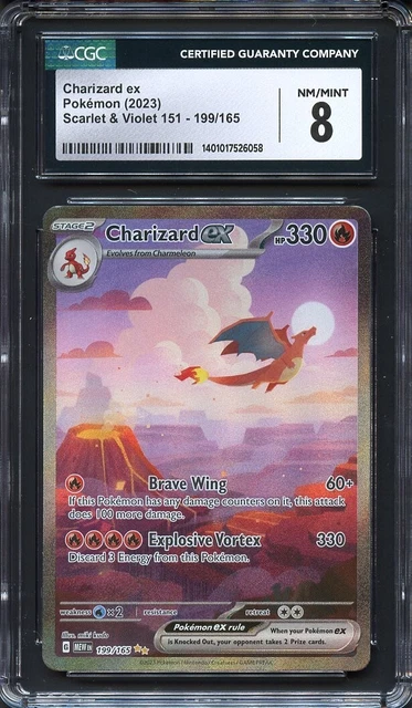 ENSEMBLE POKEMON 151 Charizard EX Full Art 199/165 CGC 8 neuf comme ...