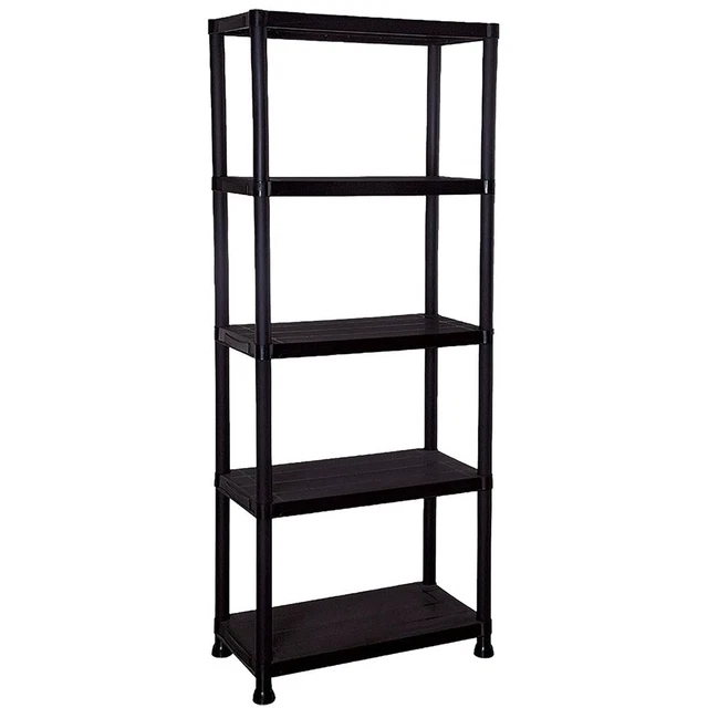 PLASTIC STORAGE SHELVES 5 Tier Shelving Home Organiser Shelf Rack ...