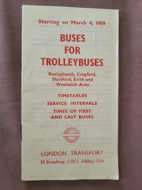 LONDON TRANSPORT - Buses For Trolleybuses - March 1959 - Vgc £7.95 ...