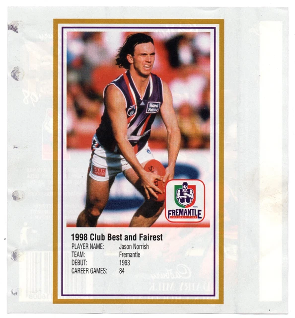 1999 AFL CADBURY [BEST & FAIREST] BEST OF 98 - Jason NORRISH (FREMANTLE ...