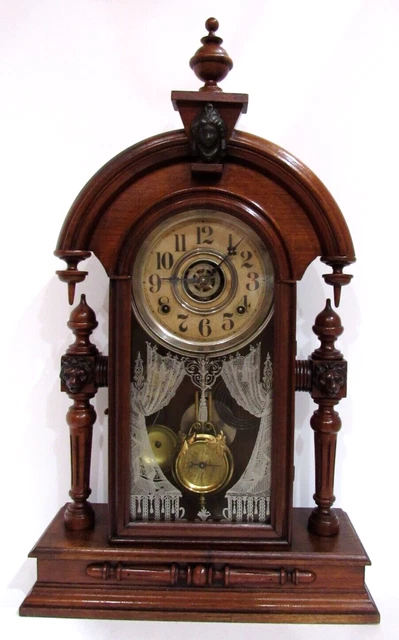 ANTIQUE GILBERT &JUPITER& Parlor Clock With Alarm 8-Day, Time/Strike ...