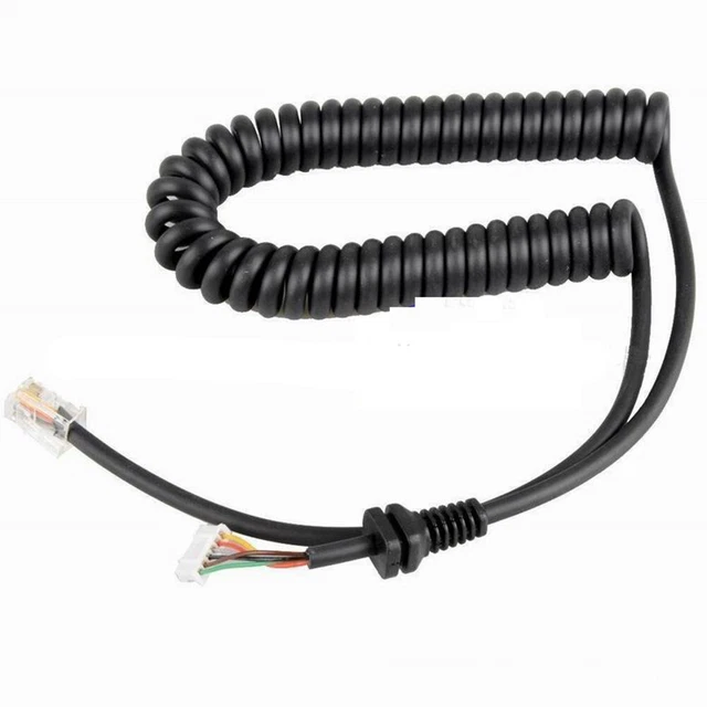 6 PIN HANDHELD Microphone Spring Cable Cord Wire For Yaesu MH-48A6J MH ...