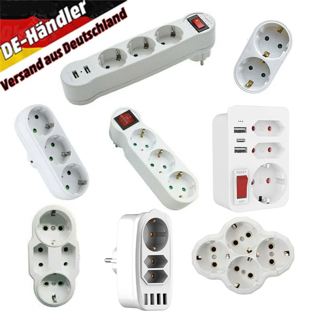 STECKDOSE SCHUKO STECKDOSENLEISTE Mehrfachsteckdose Euro USB ...