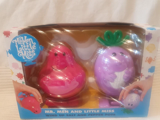 MR MEN+LITTLE MISS Wind Up Salt & Pepper pots 2010 New/sealed £17.99 ...