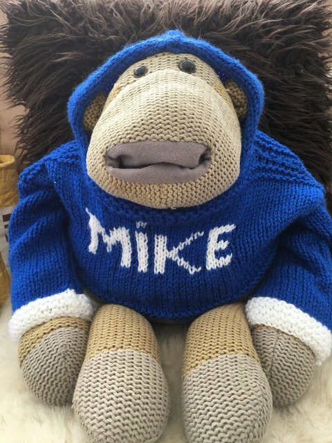 HAND KNITTED FOR pg tips monkey. HOODIE/ANY COLOUR/ANY NAME for large ...
