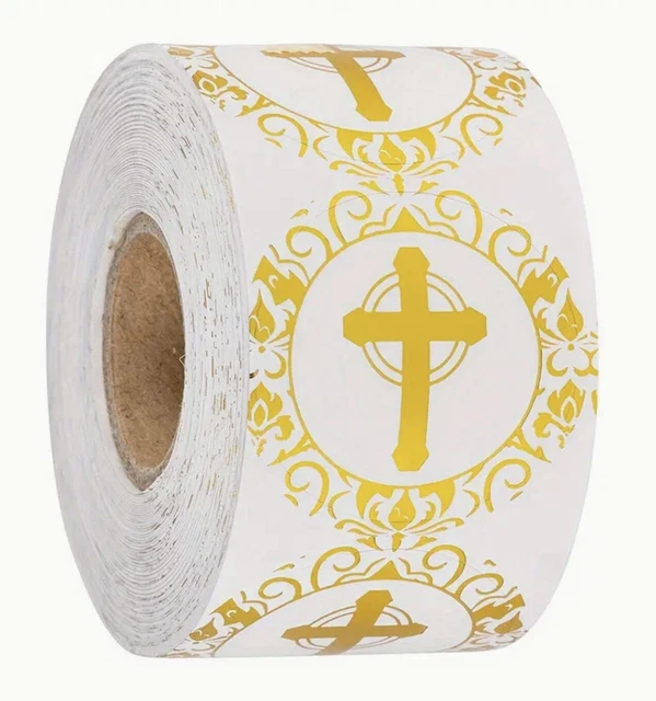100 X BAPTISM/CHRISTENING/CONFORMATION Holy Cross Stickers Labels 25mm ...