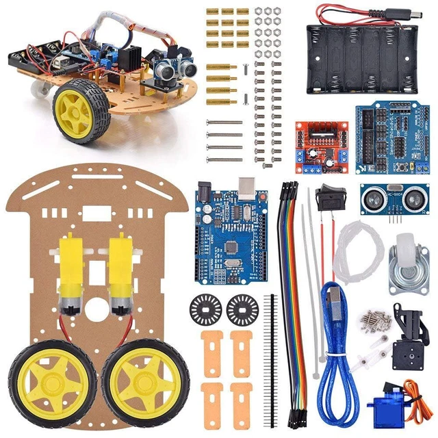 SMART ROBOT CAR Chassis Kit Speed Encoder Battery Box 2WD Ultrasonic ...
