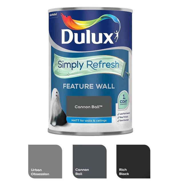DULUX PAINT GREY Simply Refresh Feature Wall One Coat Matt Emulsion 1 ... DULUX PAINT GREY Simply Refresh Feature Wall One Coat Matt Emulsion 1 ...