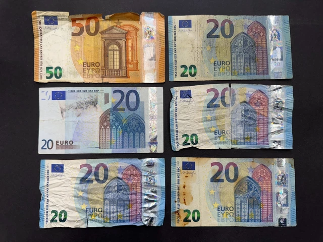 DAMAGED EUROS BANKNOTE Set (6) LOT: 1412-001 £0.99 - PicClick UK