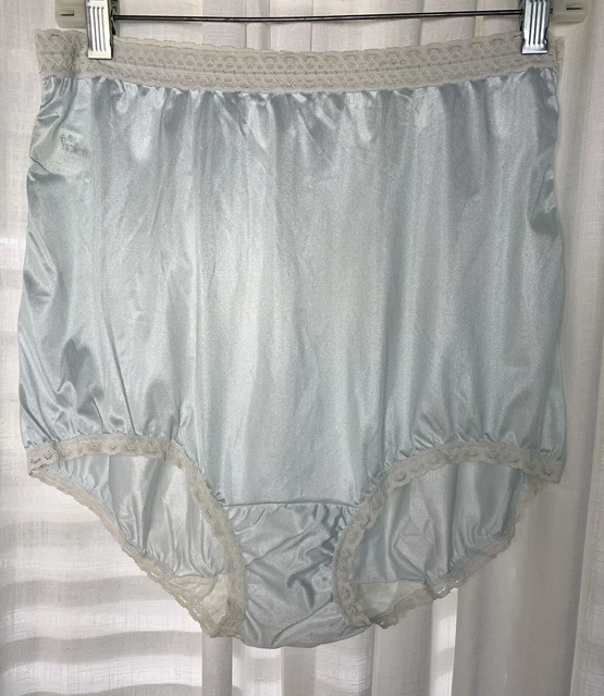Vintage Granny Panties Shiny Silky Sheer Blue Lace Nylon High Brief Panties 9 22774 Picclick Au 