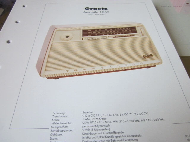 RADIO ARCHIV SCHALTPLAN 06 Graetz Amabile 1052, 1960 EUR 6,99 - PicClick DE