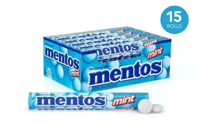 ROULEAU DE BONBONS à la menthe moelleuse Mentos, menthe, (paquet de 15 ...
