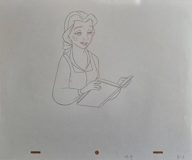 WALT DISNEY ANIMATION Art Cel Production Drawing Beauty & Beast Belle ...