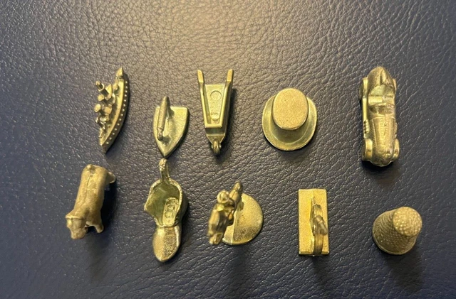 ORIGINAL VINTAGE MONOPOLY Game Pieces 10 Pewter Tokens Markers ...