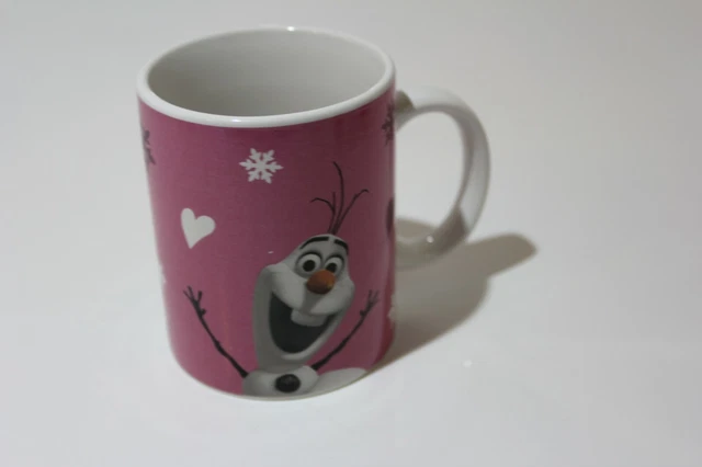 DISNEY FROZEN ANNA Elsa & Olaf Pink Mug Cup Excellent Condition £7.99 ...