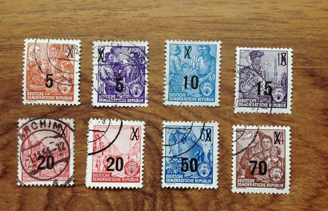 EAST GERMANY DDR 1954 Five Year Plan x 8 VFU Surcharged Overprints ...