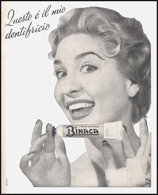 1954 ADVERTISING BINACA Toothpaste Women Dentist Smile Teeth Tube £16. ...