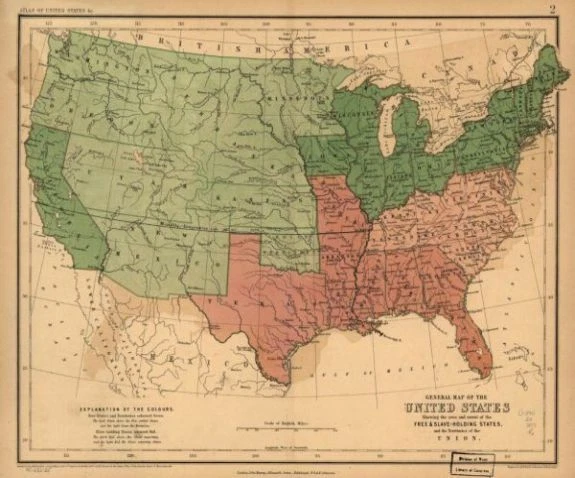 1857 MAP| GENERAL map of the United States, showing the area and extent ...