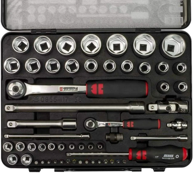 WURTH ZEBRA 56 Piece 1/4in & 1/2in Drive Socket Set Metric 4 - 32mm ...