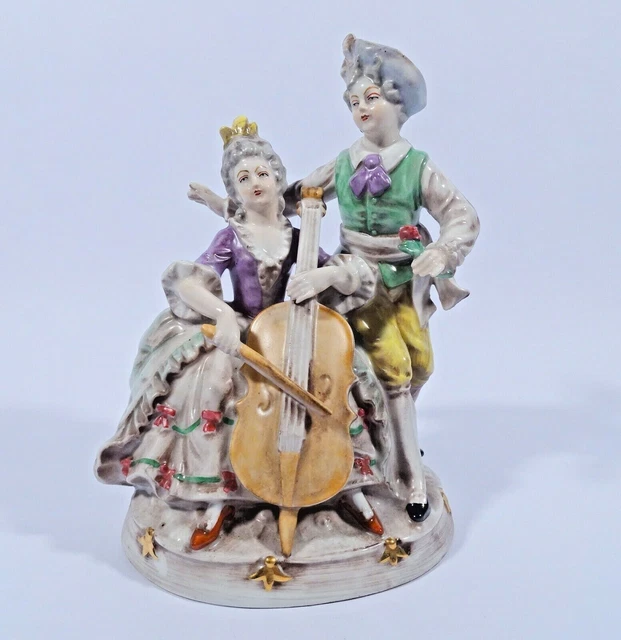 WAGNER & APEL Porcelain Figurine Rococo Couple with Cello H 21 cm ...