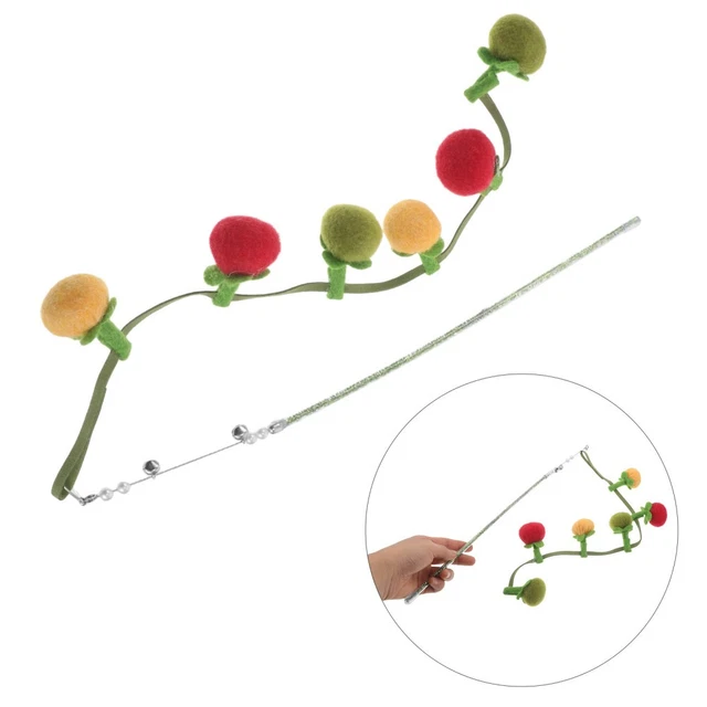 CAT TEASER STICK with Catnip & Bell - Cute Handheld Rope String Teasing ...