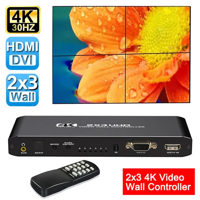 4K HDMI VIDEO Wall Controller 2x3 HDMI DVI Video Multi Video Screen Processor UK £61.62 ...
