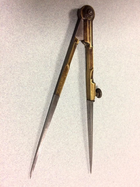 ANTICO RARO COMPASSO In Ottone Ingegneria Massoneria Design Tecnica ...