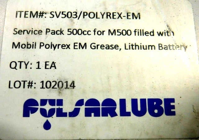 PULSARLUBE SV503/POLYREX-EM SERVICE Pack 500cc For M500 W/ Mobil ...