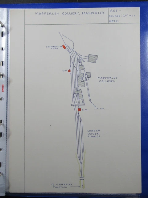B115 RAILWAY PLAN Map MAPPERLEY COLLIERY Wagon Sidings Derbyshire - A4 ...