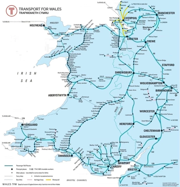 WALES TRAIN MAP (TfW RAIL NETWORK) 2023 with TT refs - PYO £6.00 ...