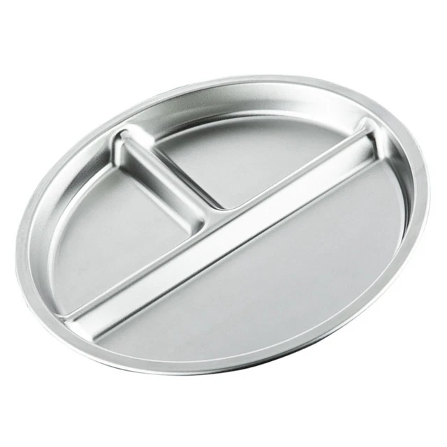 DIVIDED PLATE STAINLESS Steel Portion Control Plate Cafeteria Dinner ...