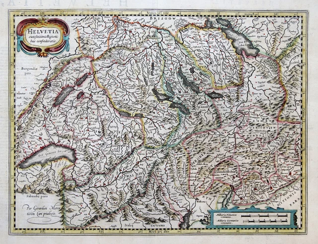 SCHWEIZ ORIGINAL KUPFERSTICH Landkarte Mercator Hondius 1638 EUR 350,00 - PicClick DE
