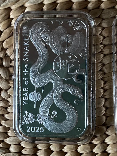 JAPAN MINT, ASAHI, 2025, Year of the Snake, 1oz 999, silver bar in ...