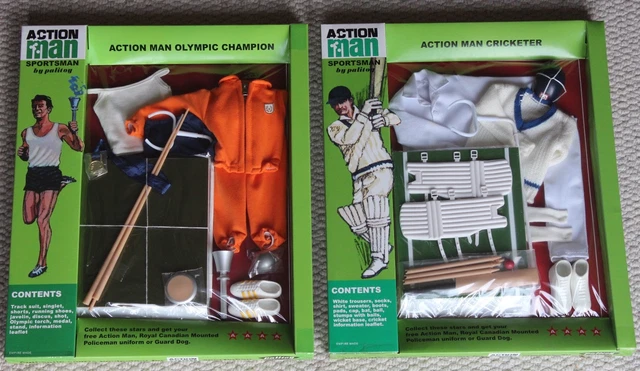 VINTAGE ACTION MAN 40th anniversary olympic and cricketer carded boxed ...